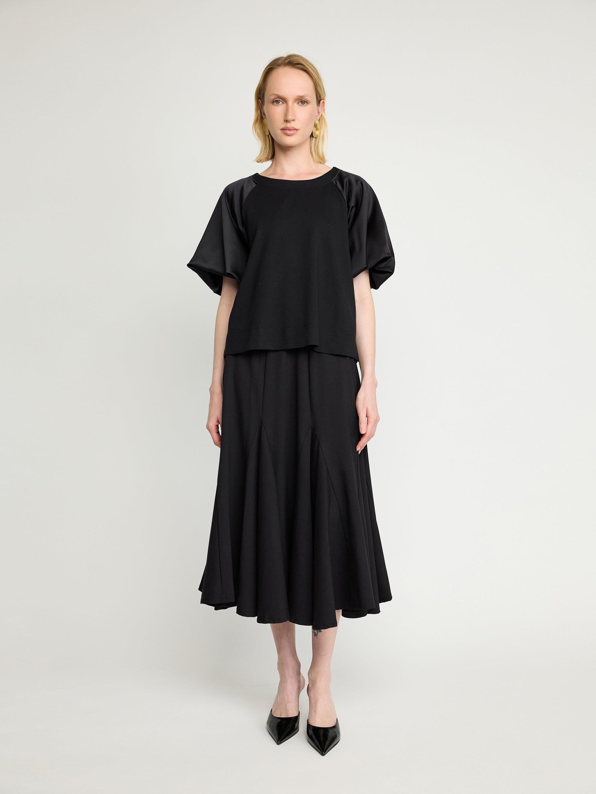 Flared Midi Skirt with Tailored Panels